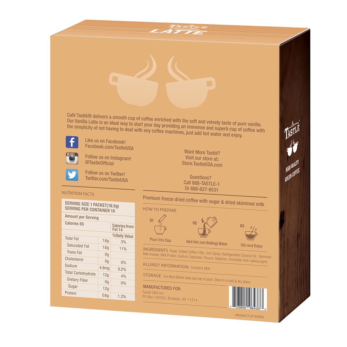 Instant Vanilla Latte Single Serve Packets – Tastlé Coffee