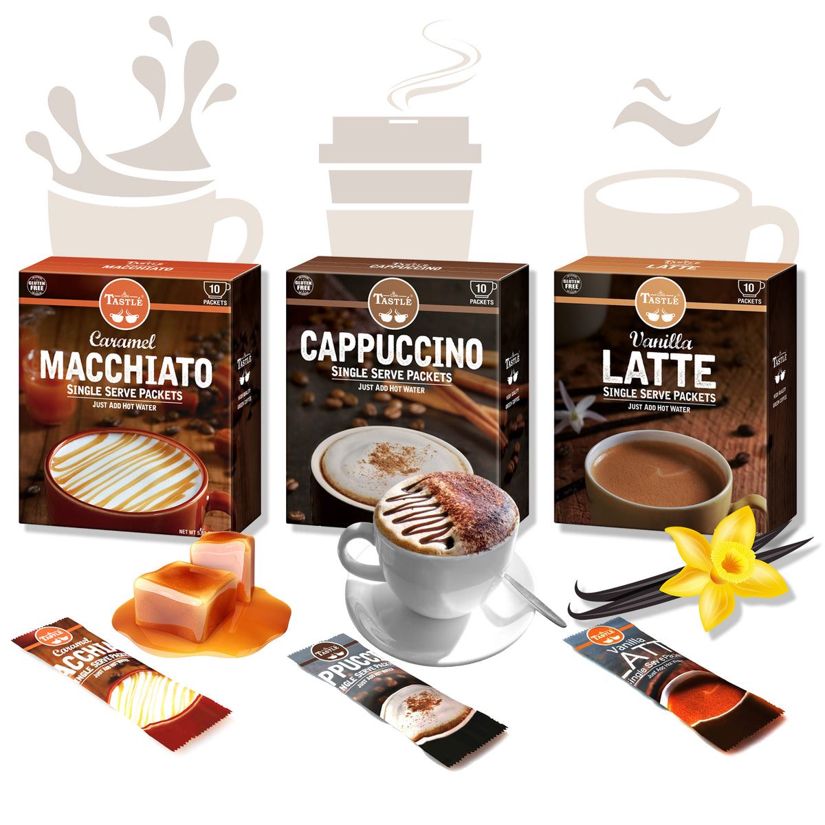 Single Serve Variety Pack of 3 (Cappuccino, Latte, Macchiato) – Tastlé ...
